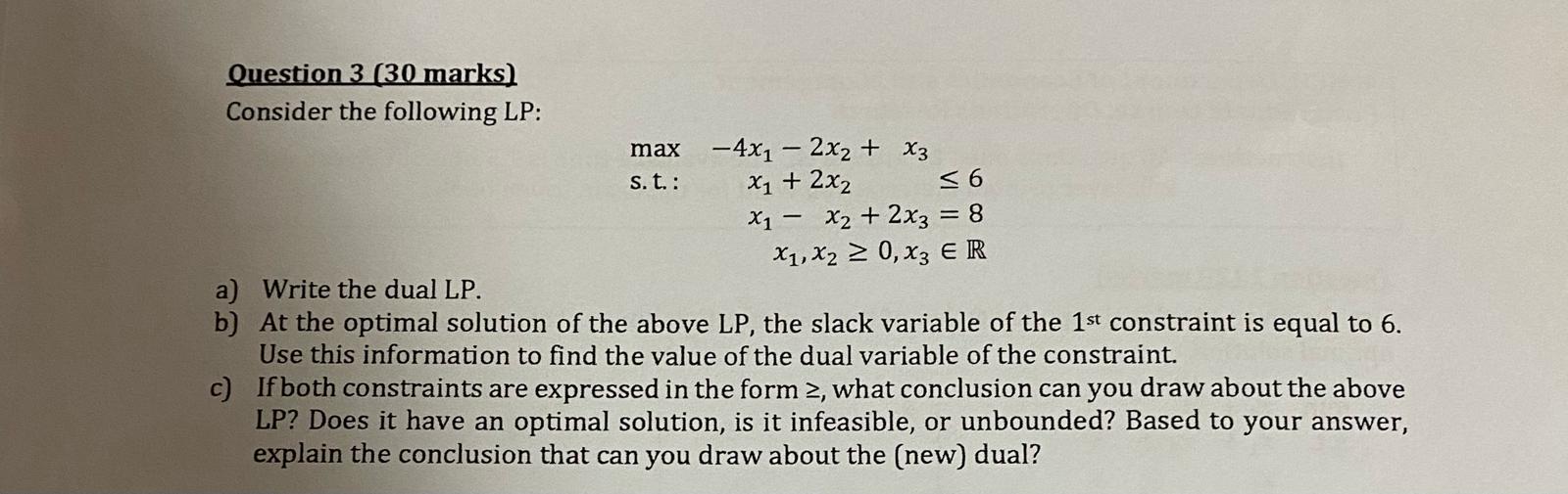 Solved Question 3 (30 ﻿marks)Consider the following | Chegg.com