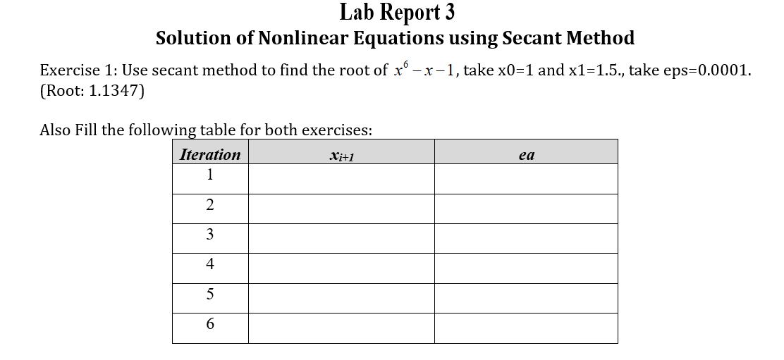 Solved Lab Report 3 Solution of Nonlinear Equations using | Chegg.com