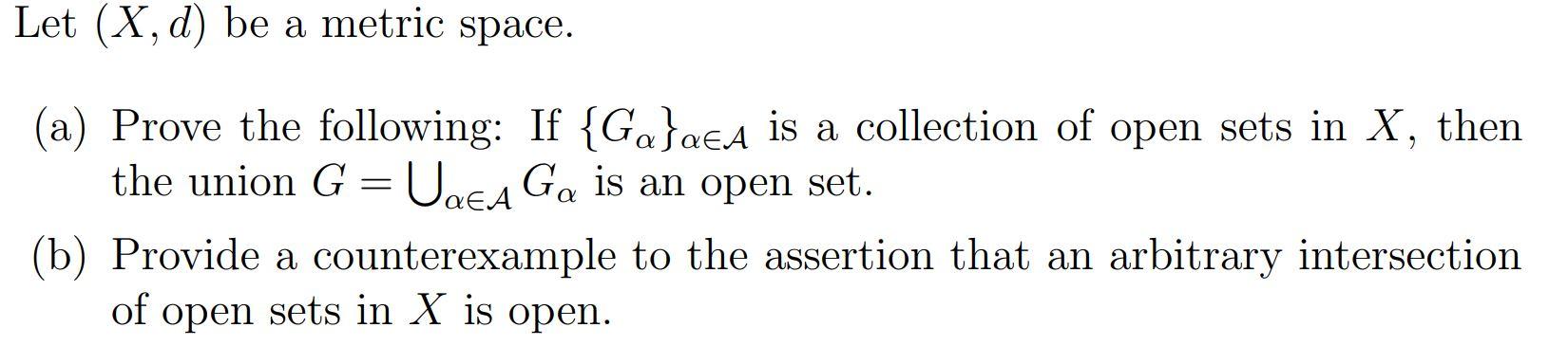 Solved Let (X, d) be a metric space. 7 α (a) Prove the | Chegg.com
