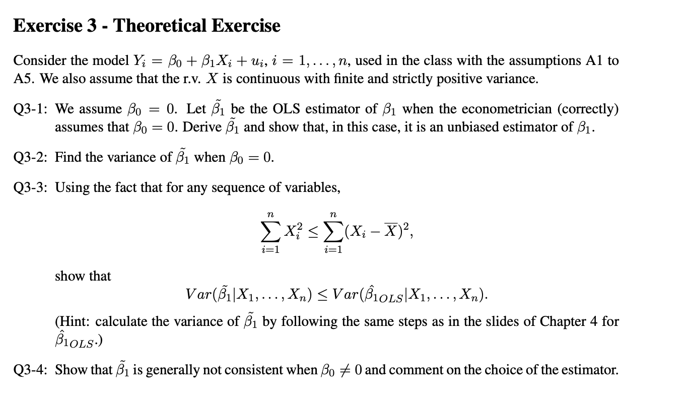 Exercise 3 Theoretical Exercise Consider The Model