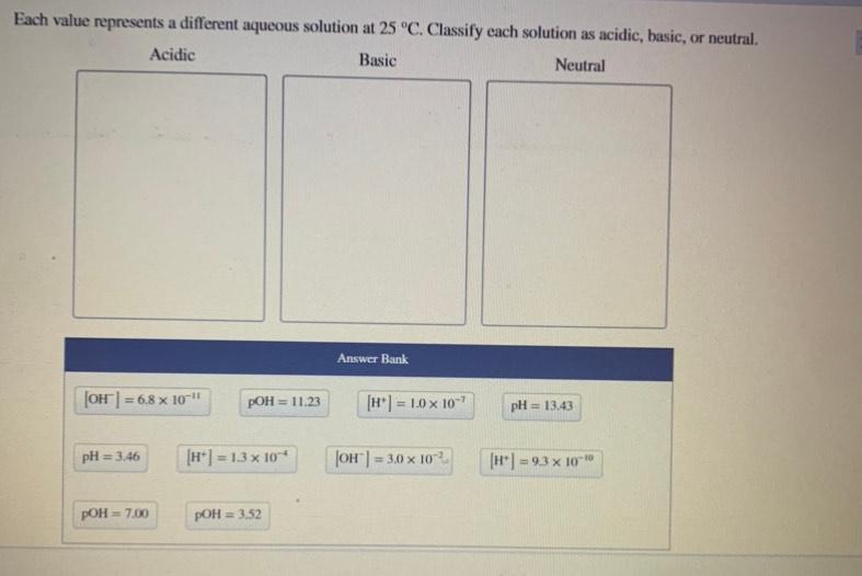 Solved Each value represents a different aqueous solution at | Chegg.com