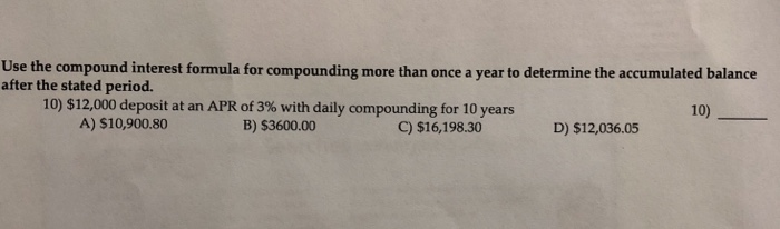 Solved Use the compound interest formula for compounding | Chegg.com