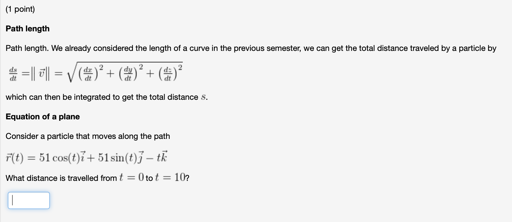 Solved (1 point) Path length Path length. We already | Chegg.com