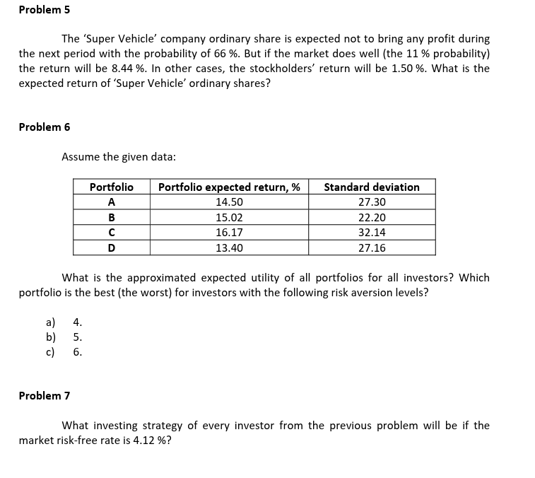 Solved Problem 5The 'Super Vehicle' company ordinary share | Chegg.com