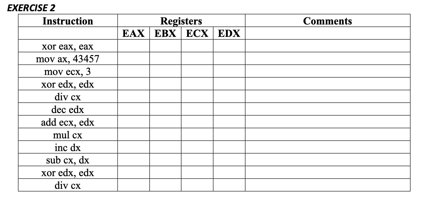Solved EXERCISE 2 | Chegg.com