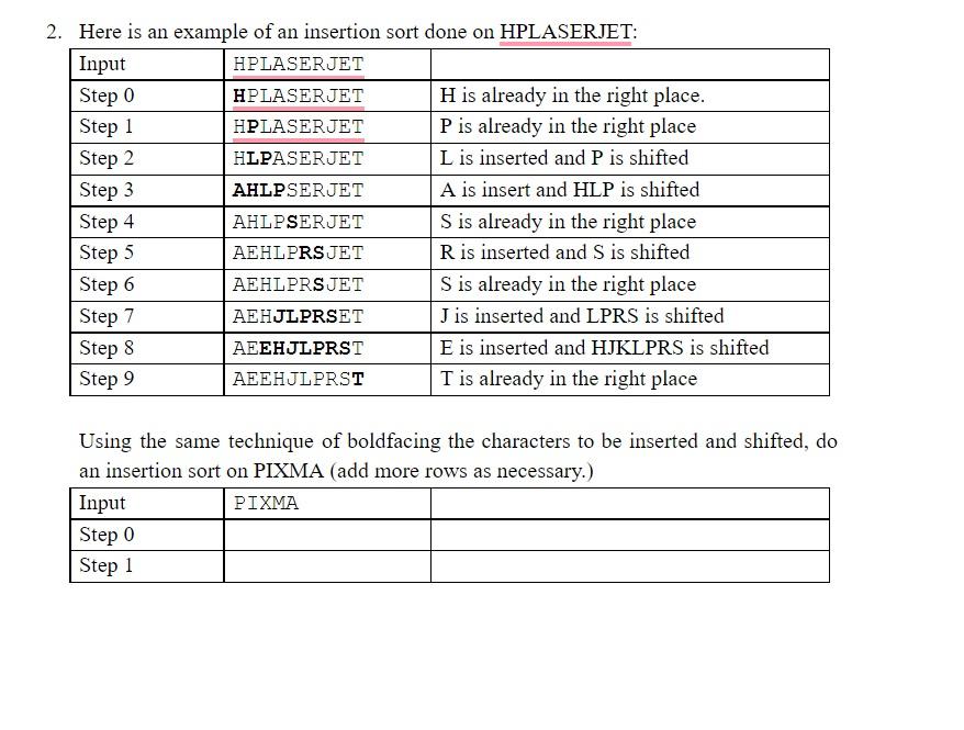 Solved 1. Here is an example of a selection sort done on | Chegg.com