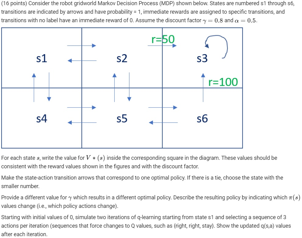 (16 points) Consider the robot gridworld Markov | Chegg.com