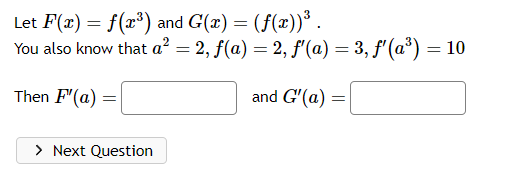 Solved Let F(x)=f(x3) and G(x)=(f(x))3. You also know that | Chegg.com