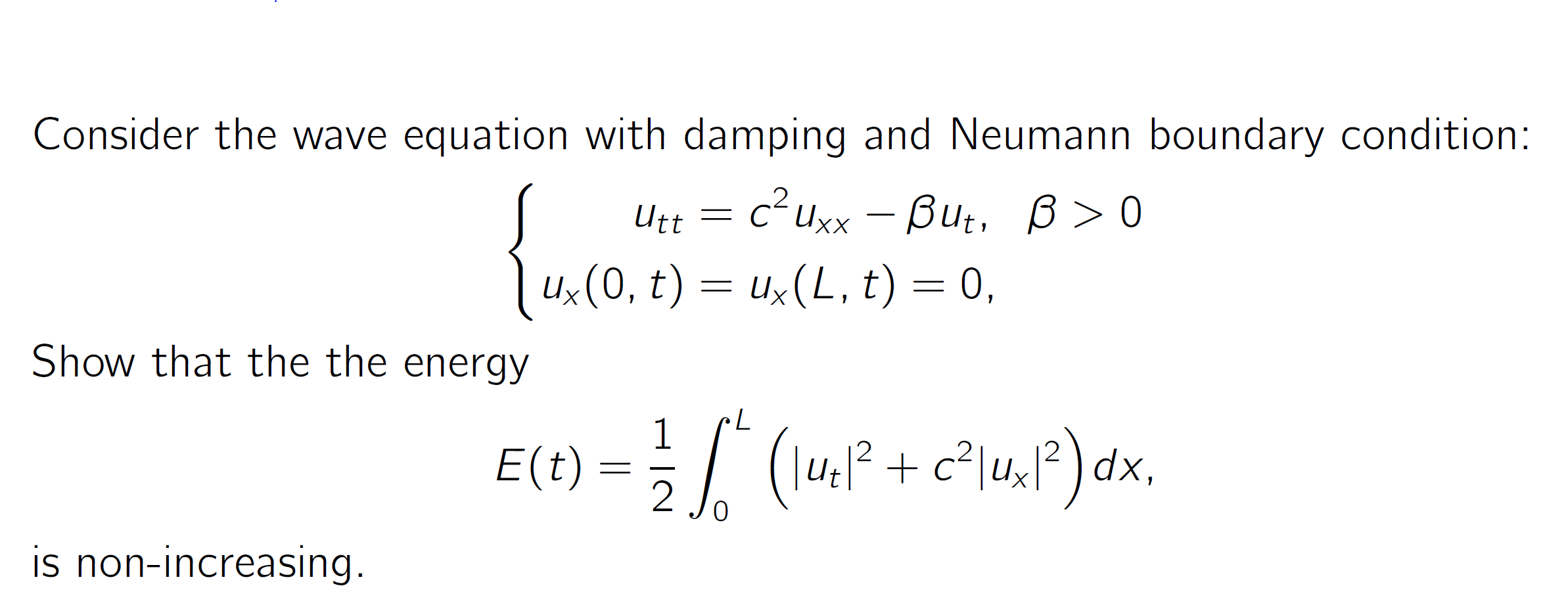 Solved 2 Consider the wave equation with damping and Neumann | Chegg.com