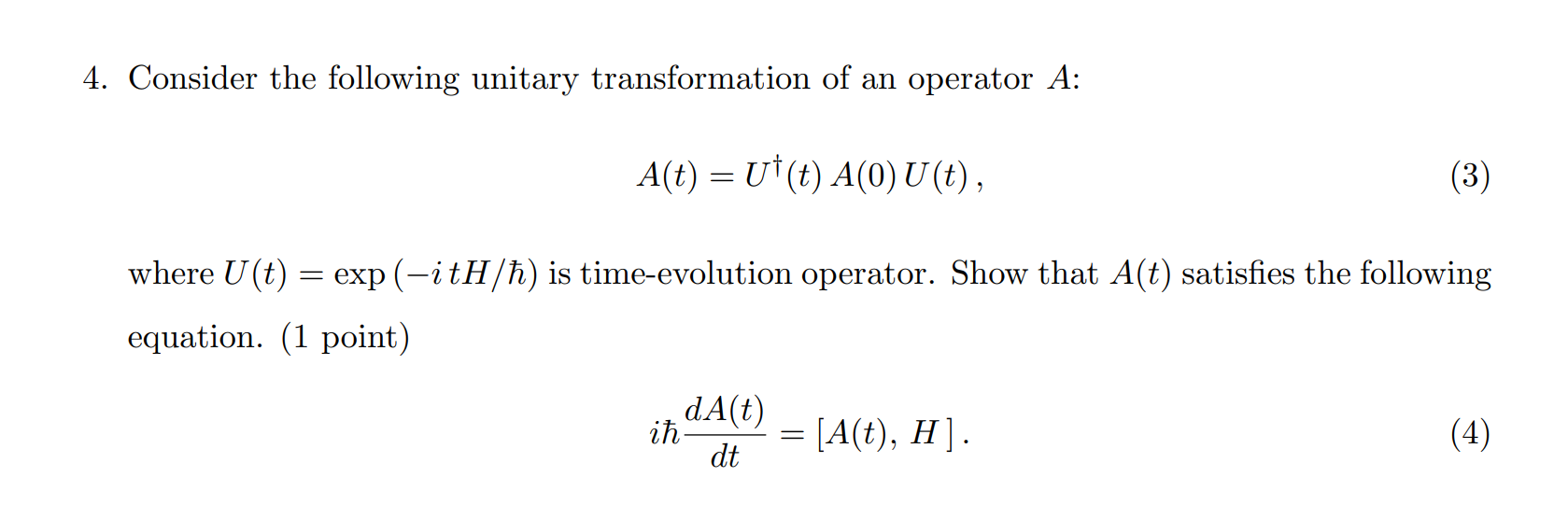 Solved 4. Consider the following unitary transformation of | Chegg.com