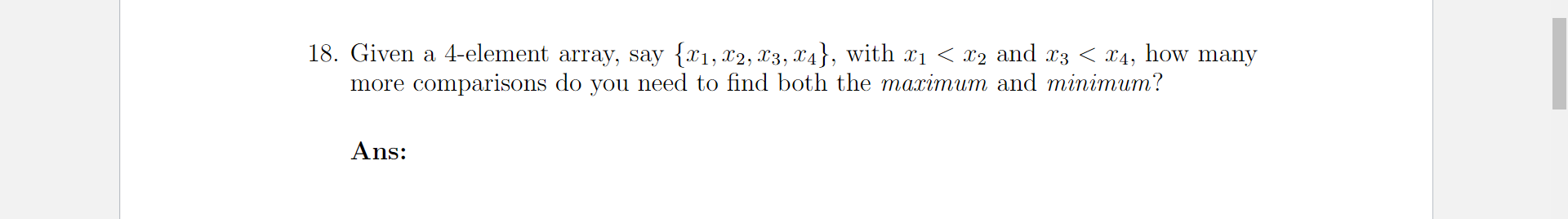 Solved 18. Given a 4-element array, say {x1,x2,x3,x4}, with | Chegg.com