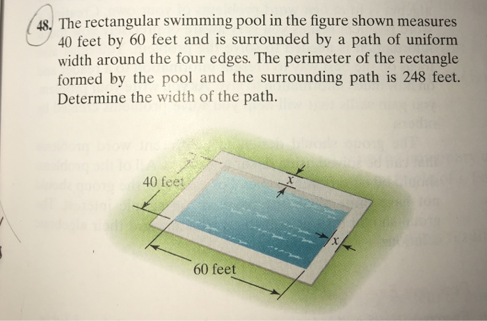 Solved The rectangular swimming pool in the figure shown | Chegg.com