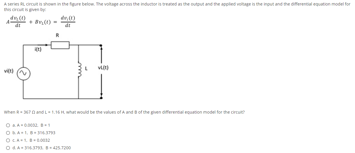 Solved A series RL circuit is shown in the figure below. The | Chegg.com