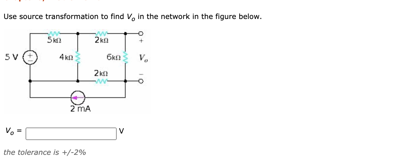 Solved Use source transformation to find Vo in the network | Chegg.com