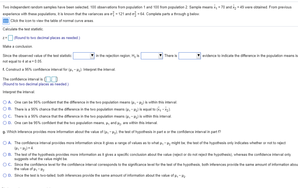 Solved Two independent random samples have been selected, | Chegg.com