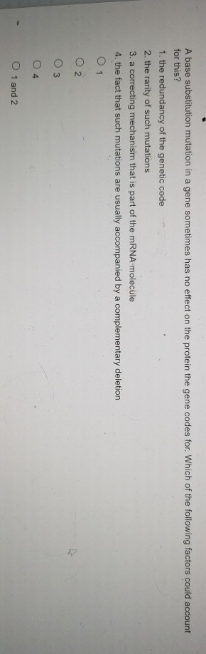 Solved A Base Substitution Mutation In A Gene Sometimes Has