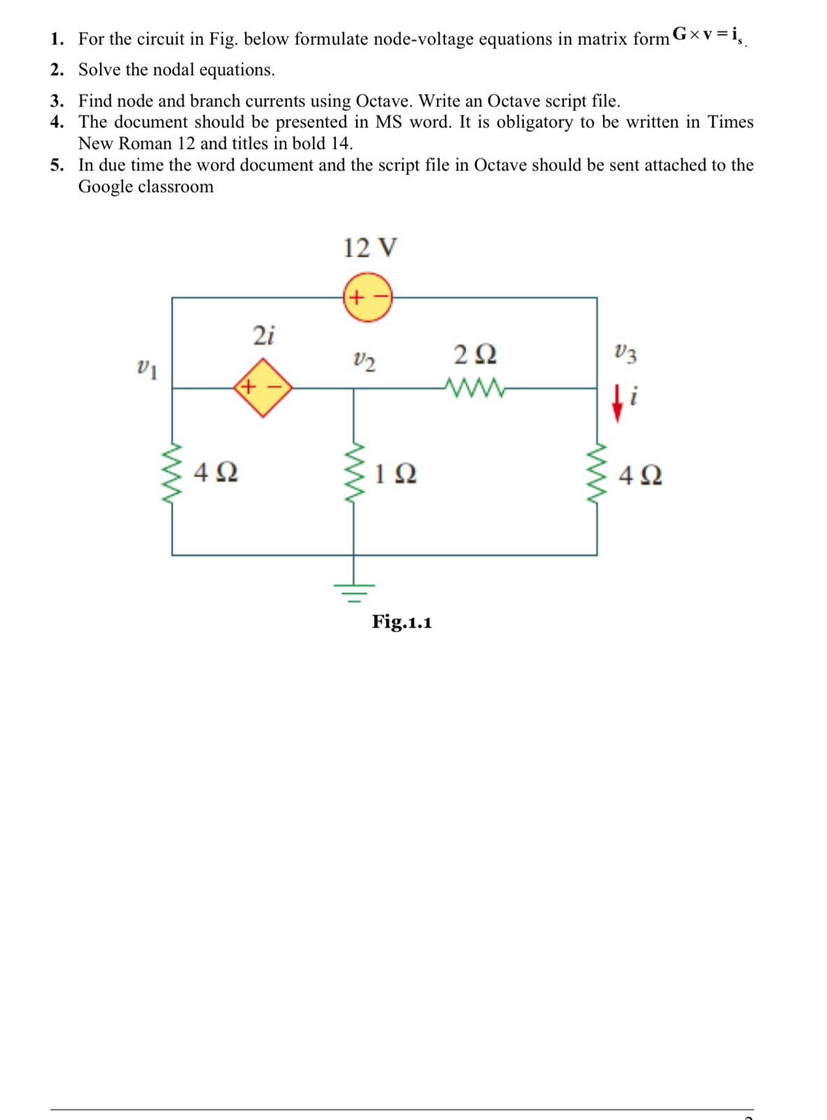 Solved For the circuit in Fig. below formulate node-voltage | Chegg.com