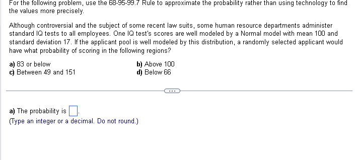 Solved For the following problem, use the 68-95-99.7 Rule to | Chegg.com