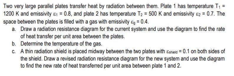 Solved Two very large parallel plates transfer heat by | Chegg.com