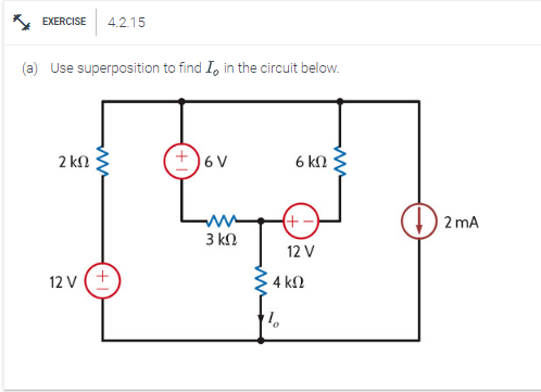 Solved (a) ﻿Use superposition to find I0 ﻿in the circuit | Chegg.com
