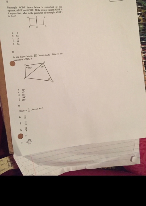 Solved 1) Rectangle ACDF shown below is comprised of two | Chegg.com