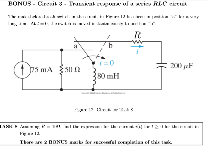Solved BONUS Circuit 3 - Transient response of a series RLC | Chegg.com