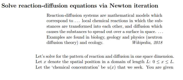 Solve reaction-diffusion equations via Newton | Chegg.com