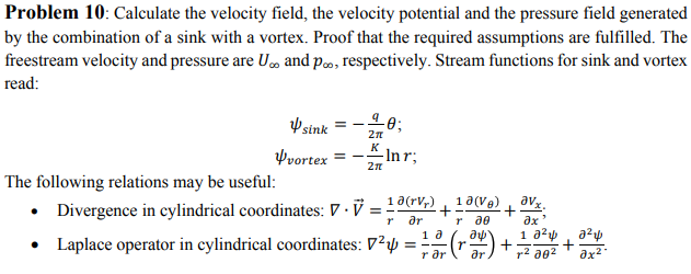 Solved Problem 10: Calculate the velocity field, the | Chegg.com