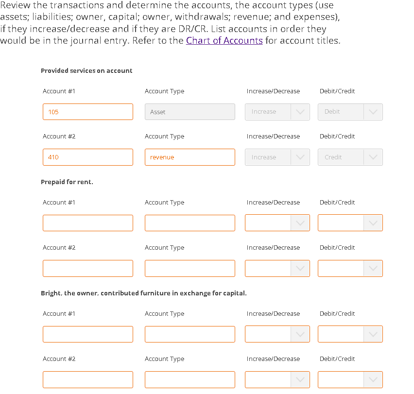 Solved Review the transactions and determine the accounts, | Chegg.com