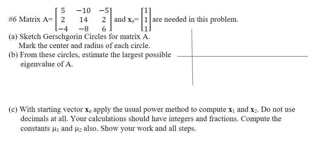 \#6 Matrix A=⎣⎡52−4−1014−8−526⎦⎤ and x0=⎣⎡111⎦⎤ are | Chegg.com