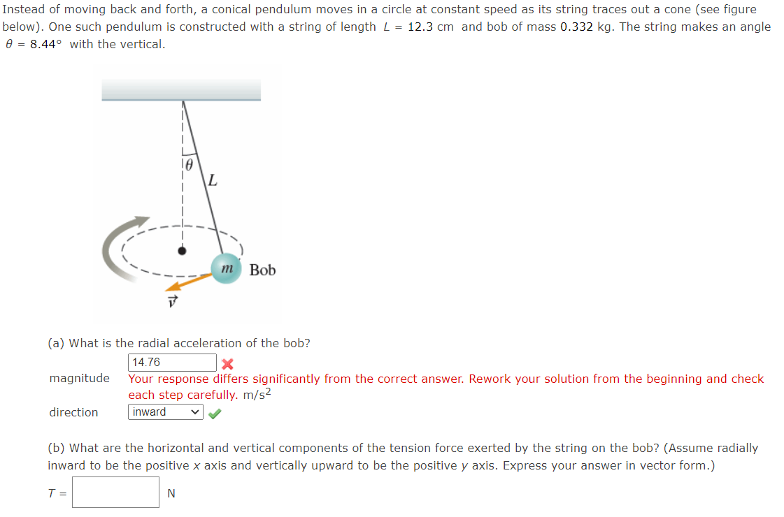 Solved Instead of moving back and forth, a conical pendulum | Chegg.com