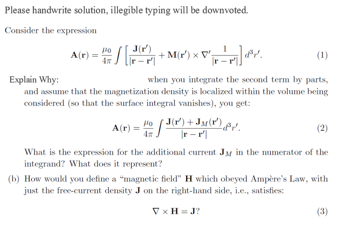 Solved Please handwrite solution, illegible typing will be | Chegg.com