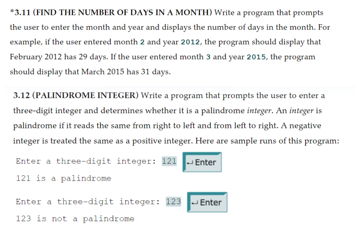 Solved *3.11 (FIND THE NUMBER OF DAYS IN A MONTH) Write a | Chegg.com