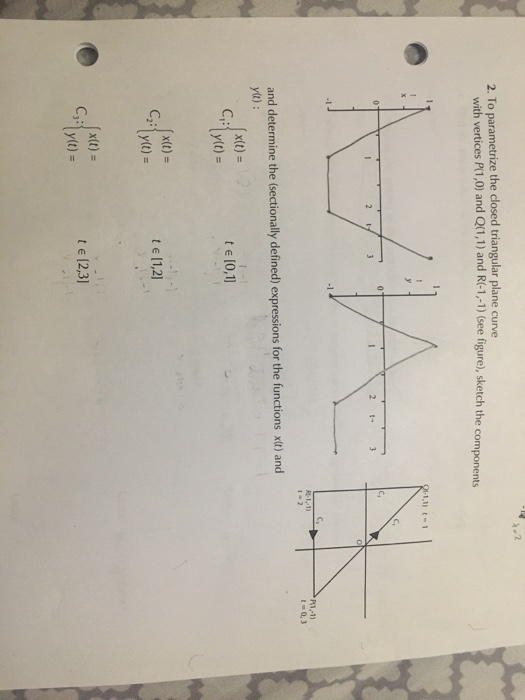 Solved 2. To parametrize the closed triangular plane curve | Chegg.com