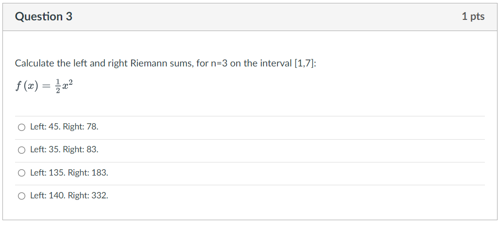 Solved Calculate the left and right Riemann sums, for n=3 on | Chegg.com