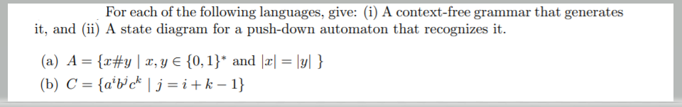 Solved For each of the following languages, give: (i) A | Chegg.com