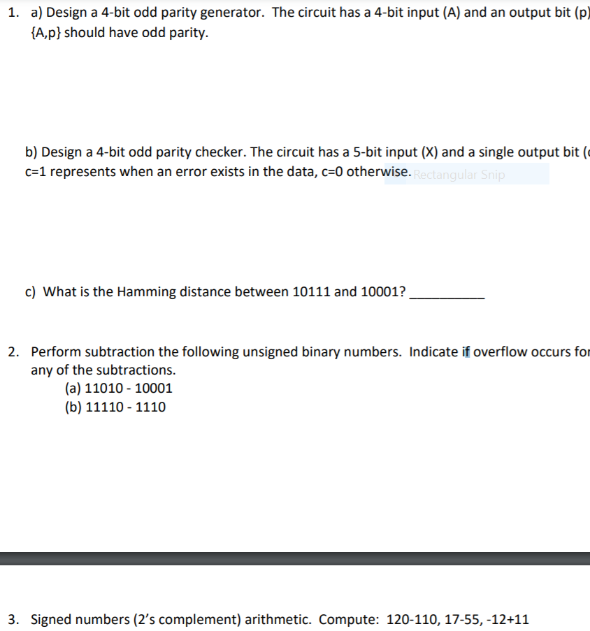 Solved 1. a) Design a 4-bit odd parity generator. The | Chegg.com