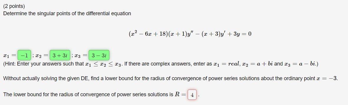 Solved Determine the singular points of the differential | Chegg.com