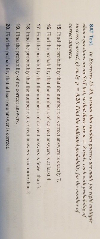 Solved SAT Test. In Exercises 15-20, assume that random | Chegg.com