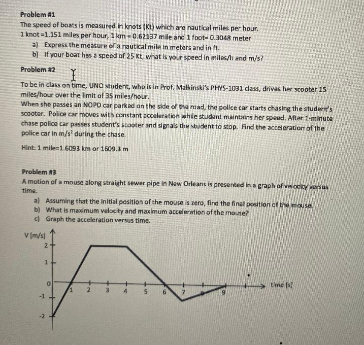 Solved Problem #1 The speed of boats is measured in knots | Chegg.com