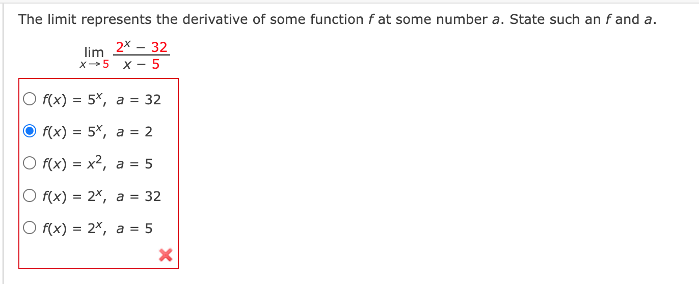 Solved The limit represents the derivative of some function | Chegg.com