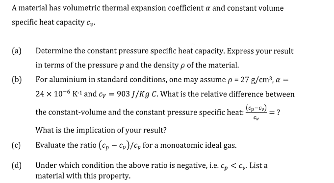 Solved A material has volumetric thermal expansion | Chegg.com