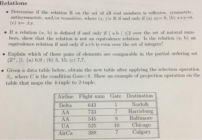 Solved Determine if the relation R on the set of all real | Chegg.com