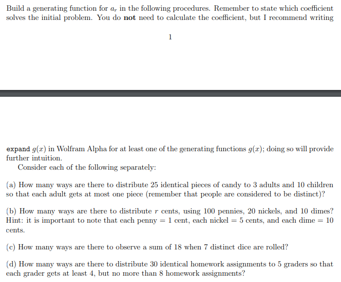 Solved Build a generating function for ay in the following | Chegg.com