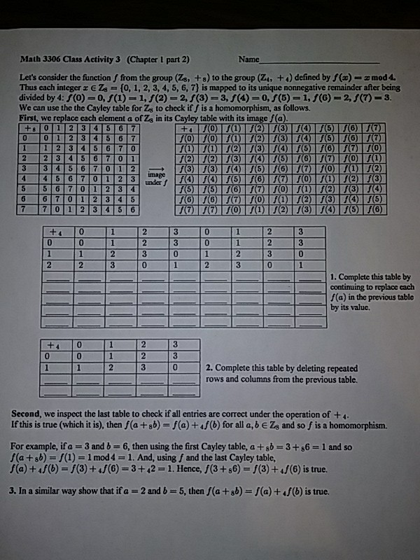 Solved Math 3306 Class Activity 3 (Chapter I part 2) Name | Chegg.com