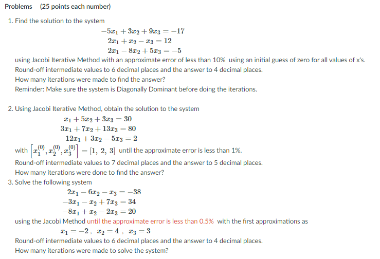 Solved Problems (25 points each number) 1. Find the solution | Chegg.com