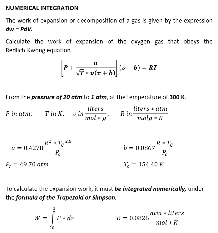 Solved NUMERICAL INTEGRATION The work of expansion or | Chegg.com