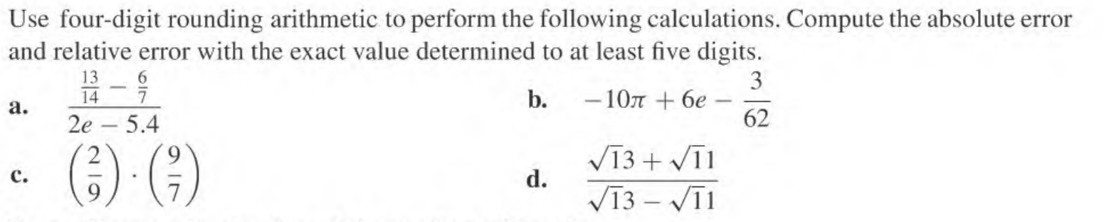 Solved Use four-digit rounding arithmetic to perform the | Chegg.com