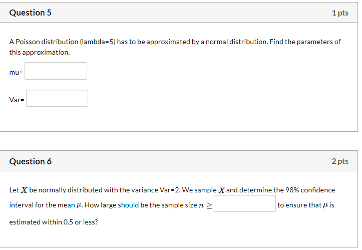 Solved Question 5 1 Pts A Poisson Distribution Lambda5 5963