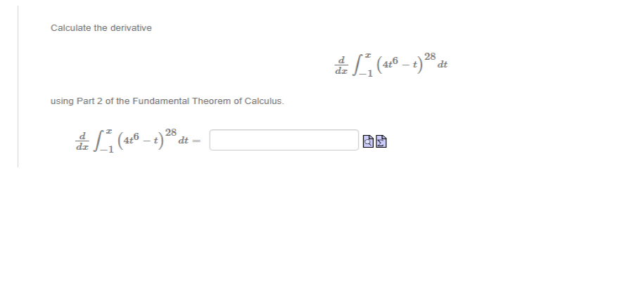 Solved Calculate the derivative 28 (40 - ) des using Part 2 | Chegg.com